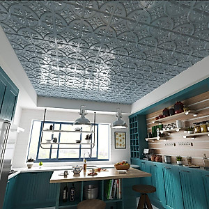 Art3d Drop Ceiling Tiles 2x2, Glue-up Ceiling Panel, Fancy Classic Style in Gray
