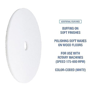 Boardwalk BWK4024WHI 24 in. Polishing Floor Pads - White (5/Carton)
