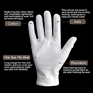 24pcs Unisex Soft White Cotton Gloves for Eczema Gloves for Moisturizing Dry Hands White Cotton Inspection Gloves (Large)