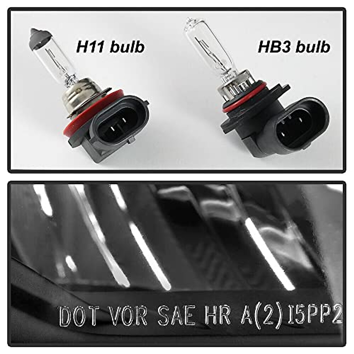 South Mud Bay Compatible with Cab Crew Extended [Chrome Trim] Headlight Lamp Pair HD-JH-CS14-CC-BK