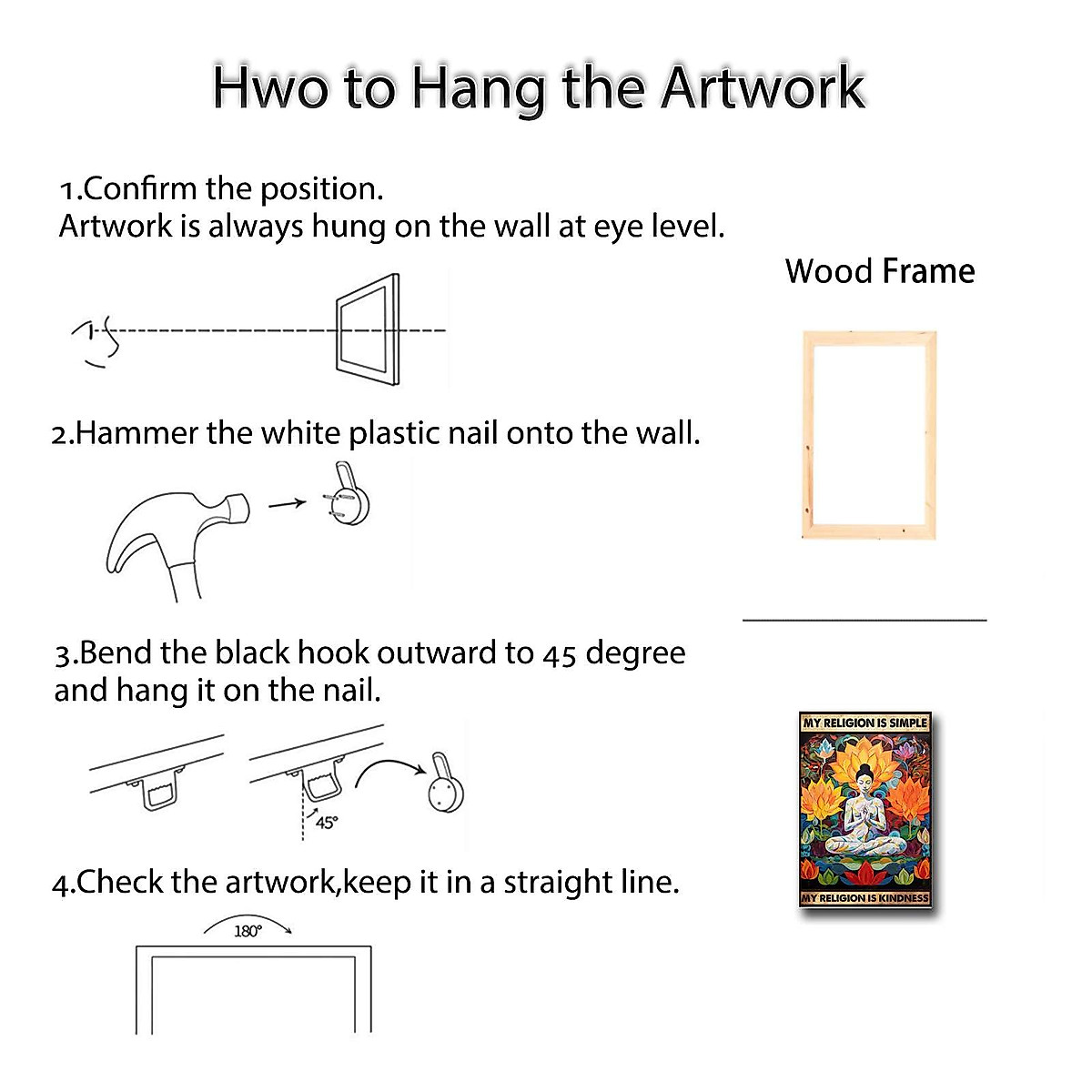 FLFGIDD Canvas Prints Abstract Wall Art My Religion Is Simple Canvas Art Poster and Wall Art Picture Print Modern Family bedroom Decor Posters 12x18inch-Wood Framed