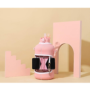 H2O Capsule 2.2L Half Gallon Water Bottle with Storage Sleeve and Covered Straw Lid – BPA Free Large Reusable Drink Container with Handle - Big Sports Jug, 2.2 Liter (74 Ounce) Rose Quartz