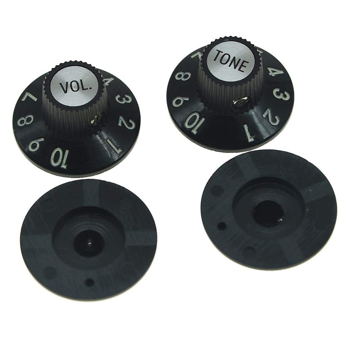 KAISH Set of 4 Witch Hat Knobs with Set Screw Guitar Bass Knobs 2 Volume 2 Tone for 72 Telecaster Custom or Guitar Amplifiers