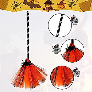 NSVJVY Kids Witch Broom, Halloween Broomstick, Photography Prop Toy, Cosplay Dress Up Costume Party Cute Witch Broom (Orange)