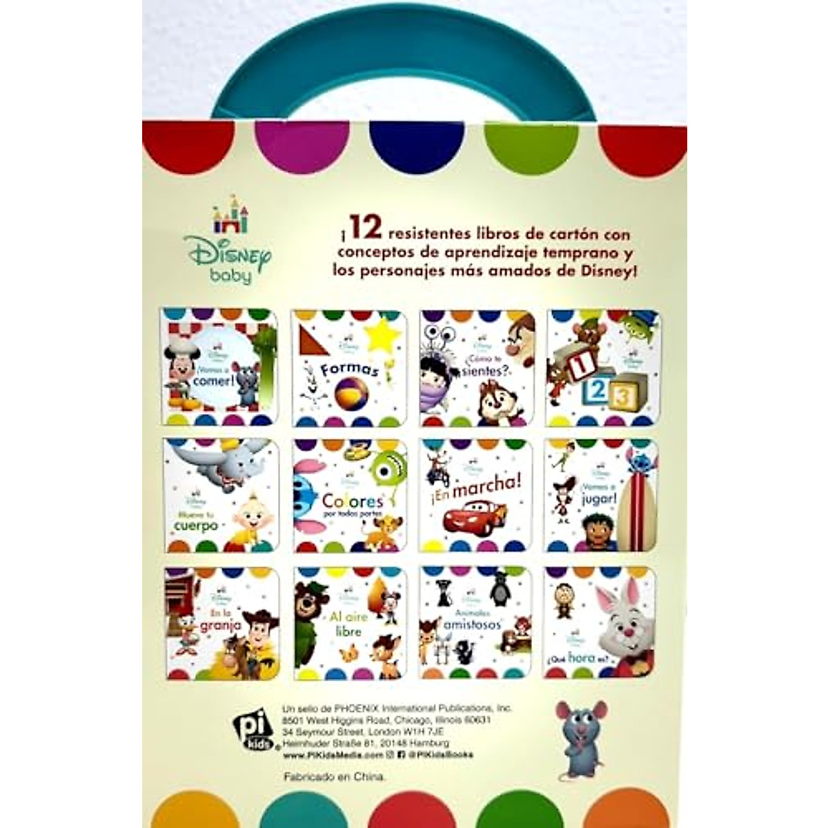Disney Baby: Mi Primera Biblioteca - 12 Libros De Carton - Incluye personajes de Mickey Mouse, Toy Story, Bambi, Los Increíbles y Mas! - PI Kids (Spanish Edition)
