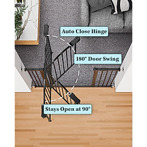 InnoTruth 39.6” Dog Gate for Stairs & Doorways, 30" Tall Baby Gate Pressure Mount Pet Gates, Easy Step Auto Close Both Sides Walk Thru Child Gate, Dual-Lock Safety Design and One-Hand Opening, Black