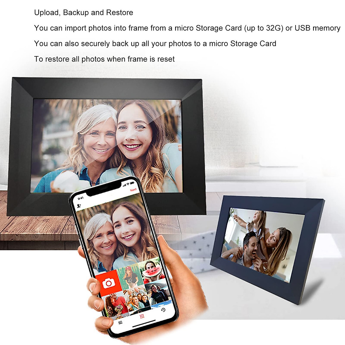 Electronic Album, HD Touch Screen WiFi Music Playing Digital Photo Frame for Home (US Plug)