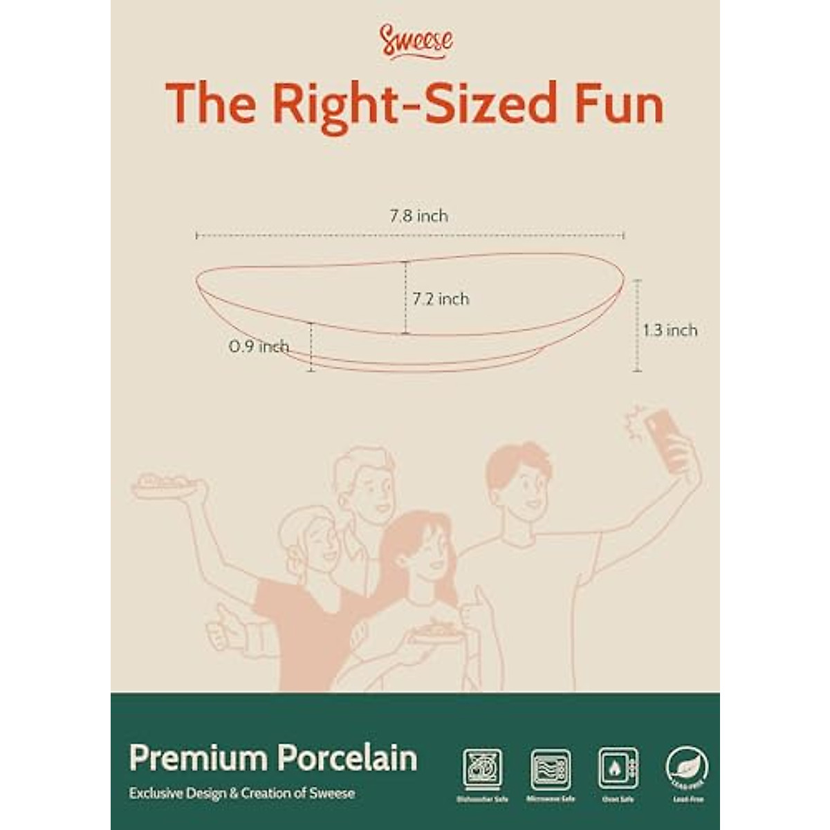 Sweese White Small Dessert Plates 7.8 Inch - Porcelain Appetizer Salad Plate Set of 6 - Dishwasher, Microwave, Oven Safe, Smooth Glaze, Scratch Resistant