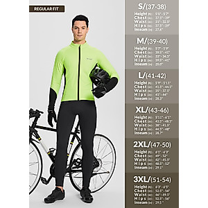 BALEAF Men's Winter Cycling Bib Pants 4D Padded Thermal Water Resistant Bike Tights Cold Weather Warm Pockets Black XL