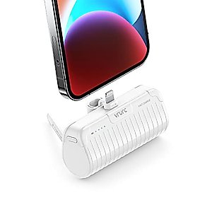 Small Portable Charger For iPhone,VRURC 5000mAh Power Bank Fast Charging,PD 20W Lipstick-sized Phone Charger Compatible With iPhone 14/14 Plus/Pro/Max/13/13 Pro/13 Pro Max/12/12 Pro/12 Pro Max/X-White