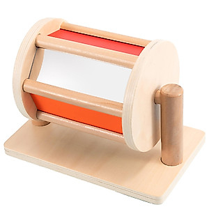 XJYQJD Montessori Spinning Drum Montessori Baby Toys for 6-12 Months Old, Wooden Spinning Rainbow Montessori Drum Rolling Toys for Babies Infant Toy for Boys Girls Newborn Gift