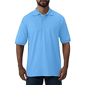 Jerzees Men's SpotShield Stain Resistant Polo Shirts (Short & Long, Short Sleeve-Light Blue, Large