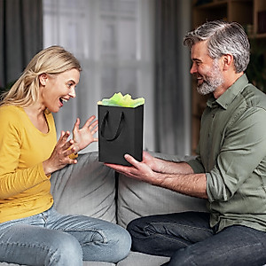 Prime Line Packaging 6x3x9 50 Pack Mini Black Gift Bags with Handles Small, Party Gift Bags, Kraft Paper Gift Bags Bulk for Small Business, Boutique