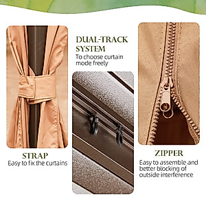 YOLENY 10' x 13' Hardtop Gazebo with Galvanized Steel Roof, Arc Roof Gazebo with Aluminum Frame, Outdoor Gazebo with Curtain&Netting, Sunshade for Gardens, Lawns, Deck