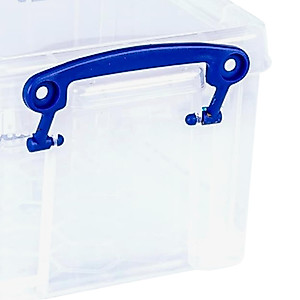Really Useful Box 1.6 Liter Plastic Stackable Storage Container with Snap Lid & Built-In Clip Lock Handles for Home or Office Organization, 4 Pack