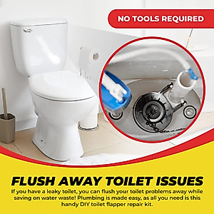 Qualihome Toilet Flapper Replacement Part - Universal Fit - 2 Inch Hinge Flapper Valve Repair Kit with Chain - Easy Installation, Instructions Included