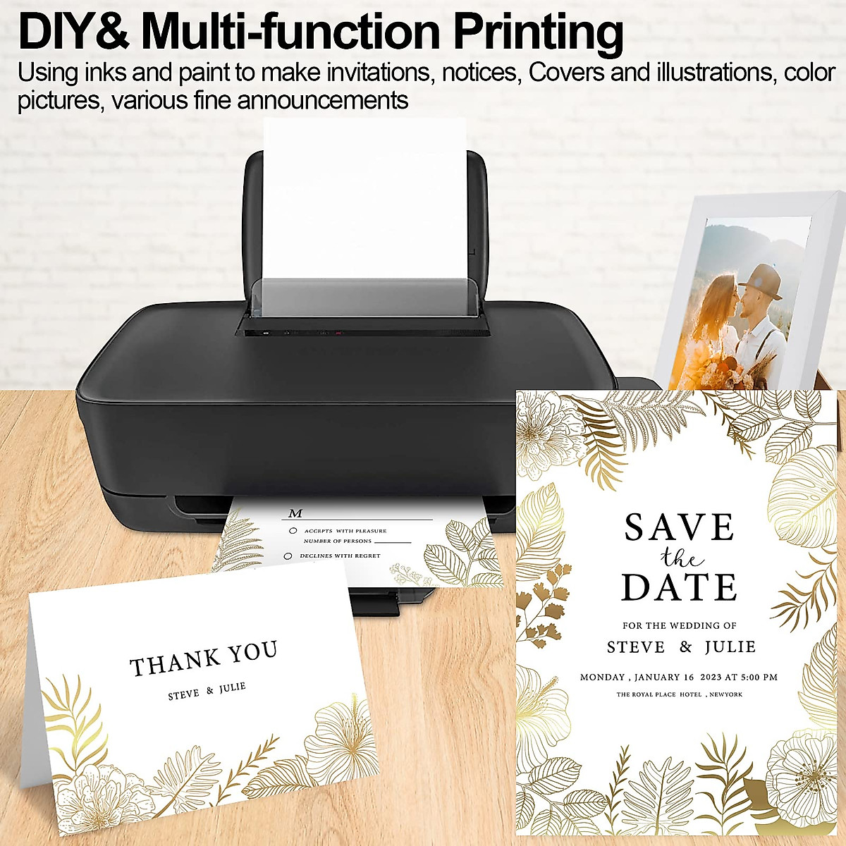 White Cardstock, 8x10 Cardstock Paper, 250gsm Thick Cardstock, Smooth Card Paper,90 Lb Heavy Card Stock Paper, Printer Paper For Stationary Printing, Invitations, Cards, Menus, Images(25Sheets)