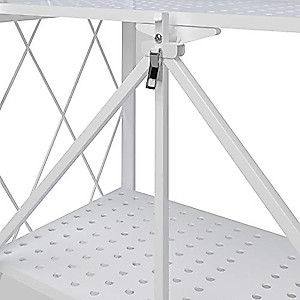SogeHome 3-Tier Foldable Storage Shelf, Movable Metal Rack Cart, Home Display Shelf with Rolling Wheels for Kitchen, Living-Room, Bathroom, Bedroom, White
