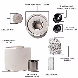 Tabletop Fire Pit - Indoor Concrete Fire Pit Bowl for a Cozy Ambiance - Large Portable Fire Bowl Luxury Indoor & Outdoor Table Top Fire Pit | Long Burning Ethanol Fire Pit for Indoor Fireplace