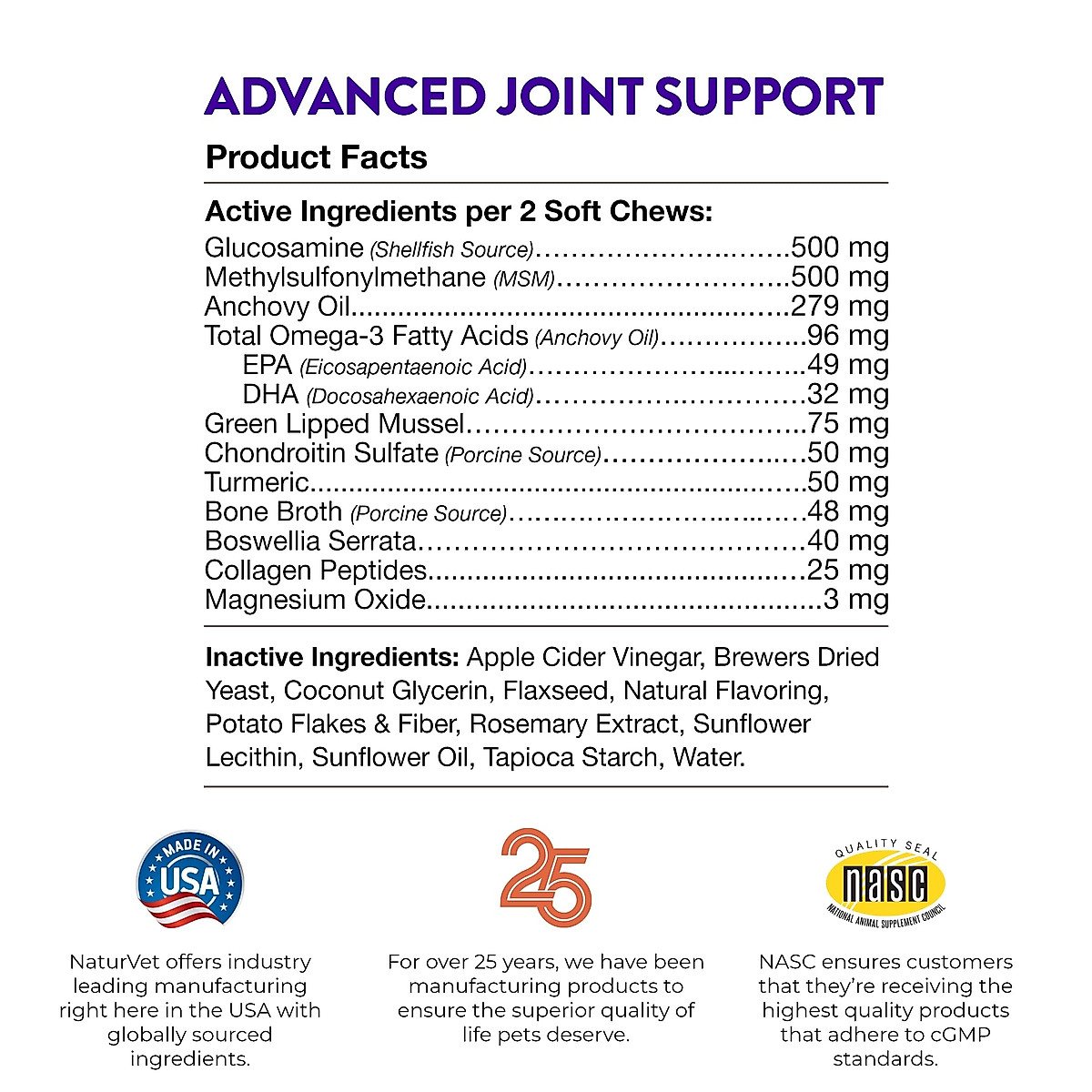 Evolutions by NaturVet Advanced Joint Support 180ct Soft Chews for Dogs - Anchovy Oil, Bone Broth, Collagen, Glucosamine, Turmeric, MSM - Helps Support Synovial Fluid, Cartilage, Connective Tissues