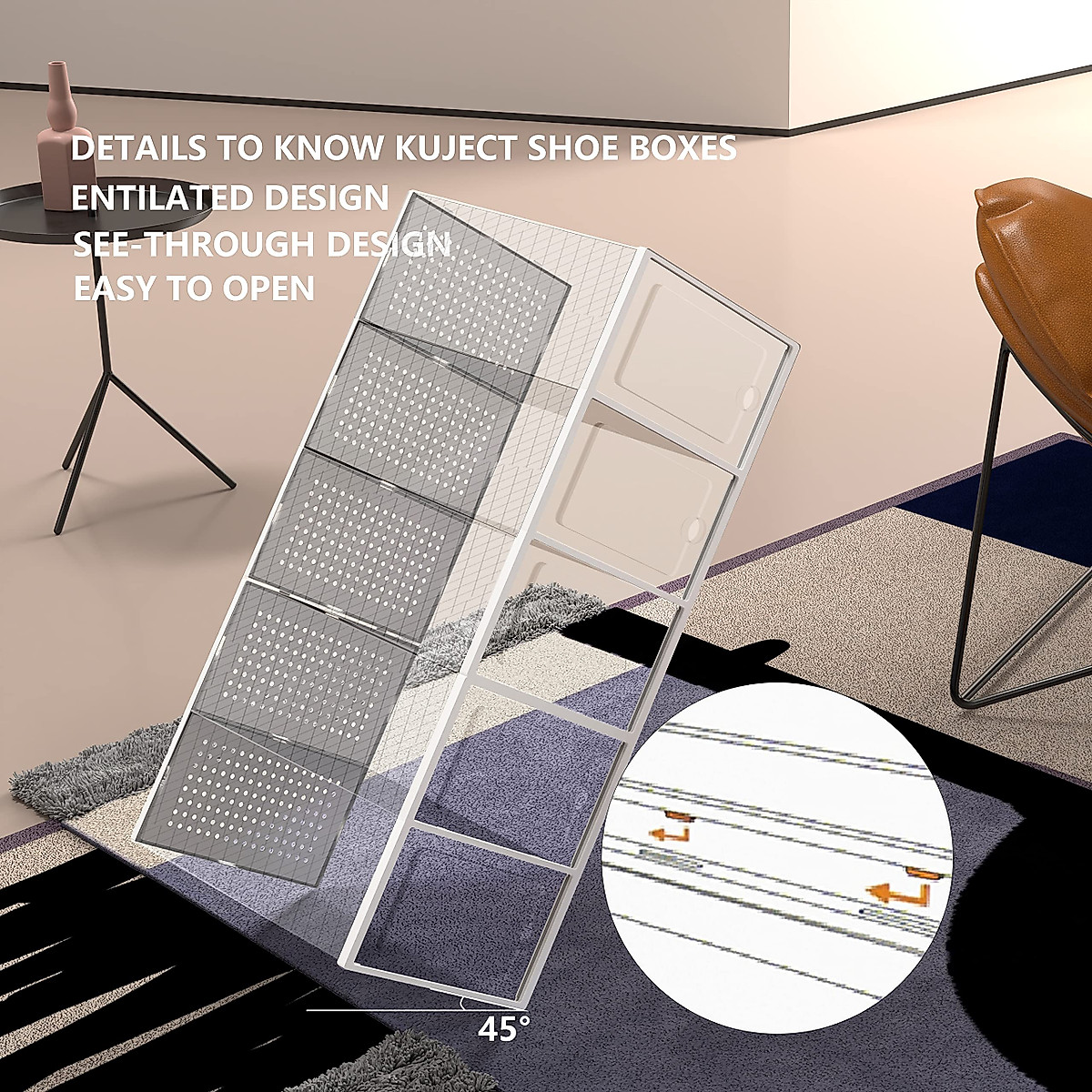 Hourleey 12 Pack Shoe Storage Box, Clear Plastic Stackable Shoe Organizer for Closet, Space Saving Foldable Shoe Rack Sneaker Containers Holders with Lids