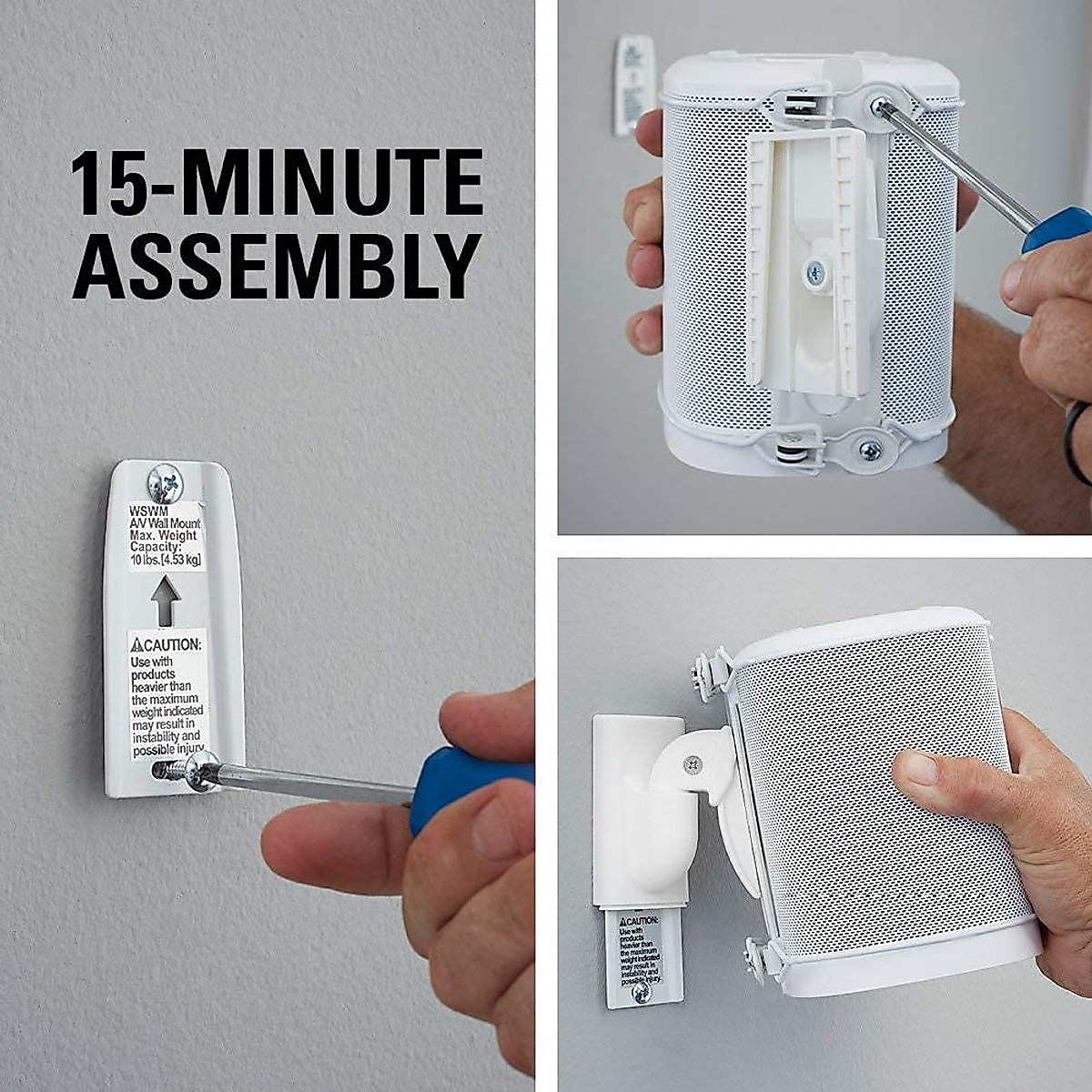 Sanus Wireless Speaker Wall Mount Sonos ONE, ONE SL, PLAY:1, & PLAY:3 - Tool Free Tilt & Swivel Adjustments for Best Audio - Single (White) - WSWM21-W1