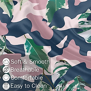 Camouflage Tropical Leaves Satin Body Pillow Pillowcase for Hair and Skin Military Camo Long Body Pillow Case Cover 21x54 Soft Breathable Body Pillow Cases