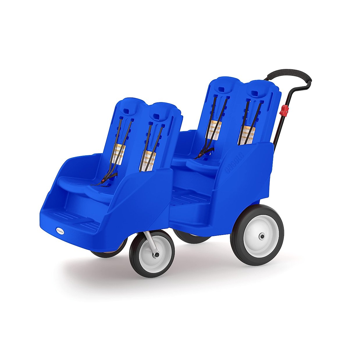 Gaggle by Foundations 4 Seat Buggy Stroller | 4-Seat Quad Stroller with 5-Point Harness for Added Safety | Multi-Child Stroller with Soft Stop Brake | Fits Through Standard Doorways | Blue
