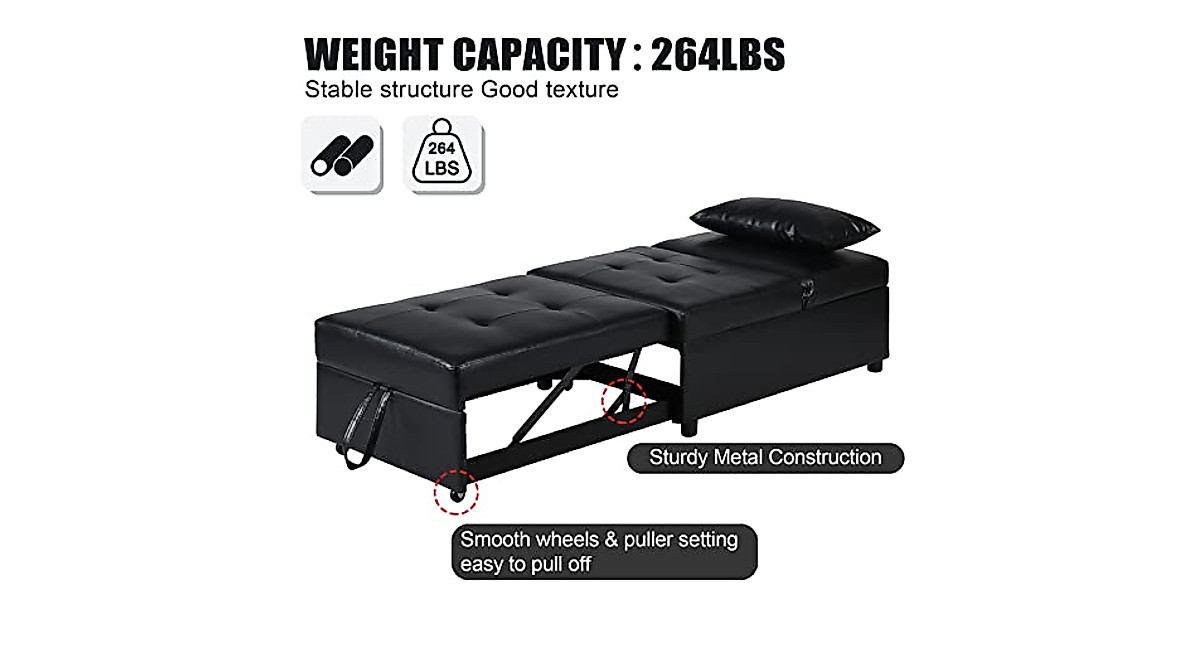 4 in 1 Convertible Sleeper Chair Bed for Small Spaces