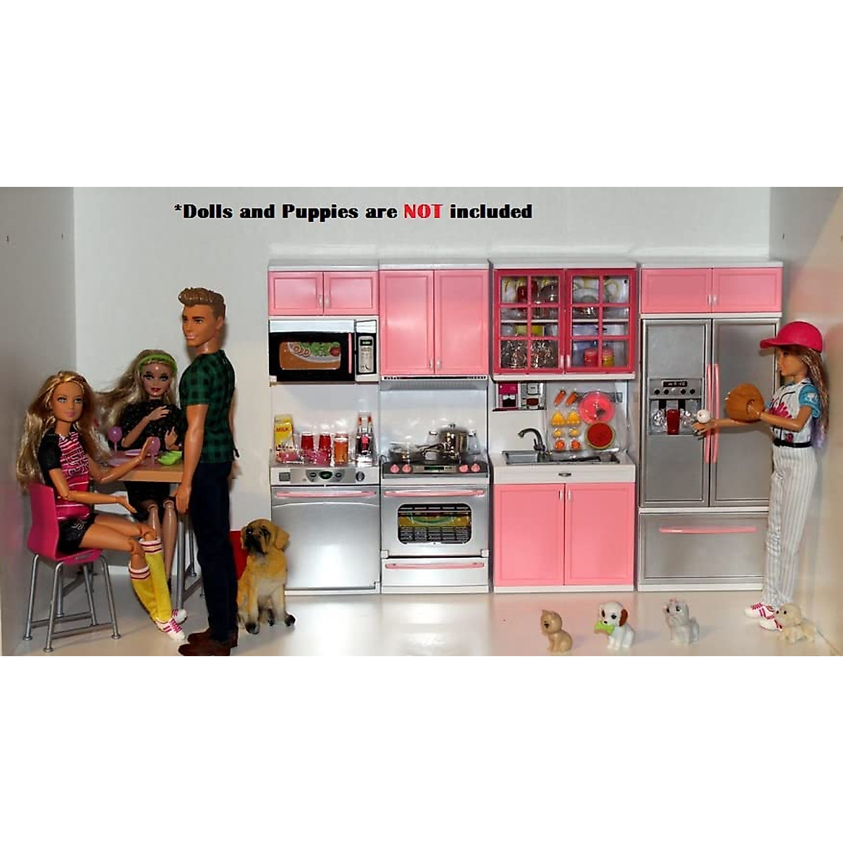 PowerTRC Kids Battery Operated Modern Kitchen Playset Great for Dolls and Toy Figures