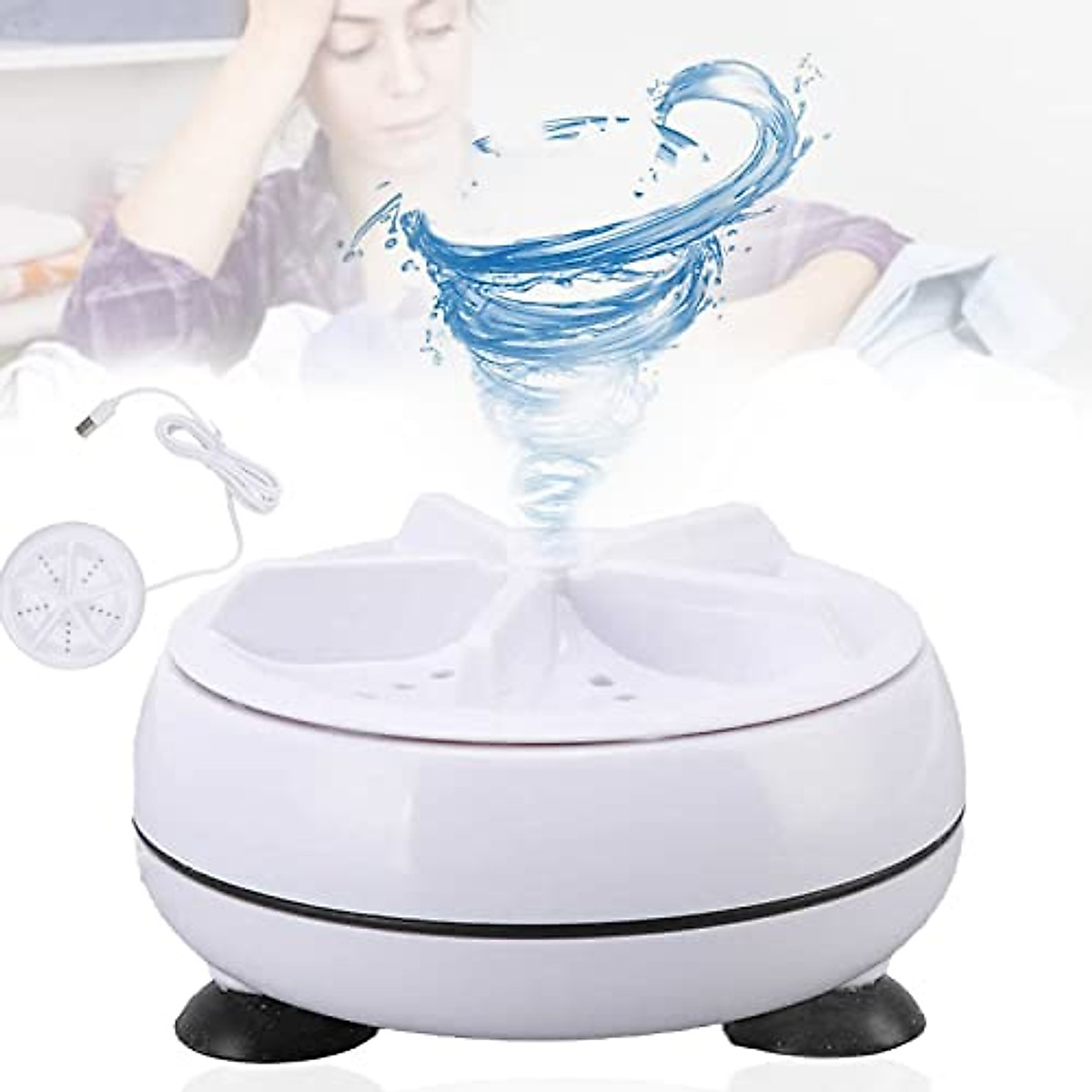 Portable Mini Washing Machine,Ultrasonic Turbo Washing Machine with USB for Home, Business, Travel, College Room,Turbo Washer for Cleaning Sock,Underwear,Small Rags