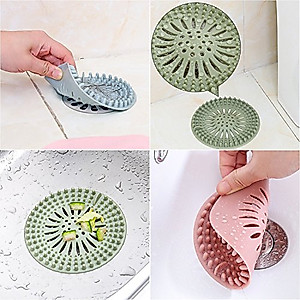 KongNai Hair Catcher Shower Drain Cover, 4 Pack Hair Stopper Drain Protector for Bathroom Bathtub and Kitchen, Reusable Rubber Sink Strainer