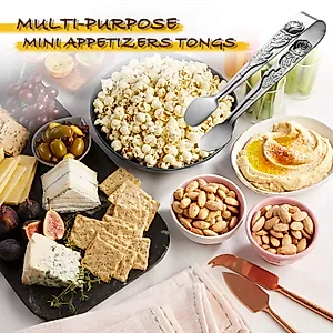 HINMAY 6PCS Mini Serving Tongs 4-Inch Small Rose Sugar Cube Tongs (Silver)