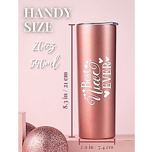 Onebttl Niece Gifts from Aunt, Best Niece Ever Birthday Gifts, Insulated Stainless Steel Wine Tumbler with Lid and Straw, from Uncle, Perfect for Birthday, Christmas, Rose Gold - 20oz/590ml
