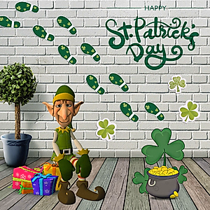 60 Pieces St. Patrick's Day Leprechaun Footprints Floor Stickers Removable Shamrock Foot Stickers Decorations Floor Decals Stickers for Window Walls Shamrock Party Favors Supplies Decoration