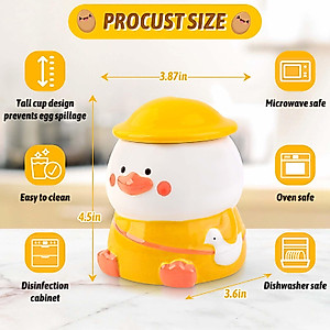 Garybank Cute Ceramic Microwave Egg Cooker, Egg Poacher for Microwave w/Cooking Recipes, Quick Egg Bites, Scrambled & Poached Egg Maker Holds Up to 4 Eggs, Fast Egg Hamburg Omelet Maker Just 60s