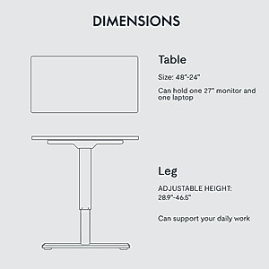 FLEXISPOT Standing Desk Solid One-Piece Desktop Height Adjustable Desk, Electric Sit Stand Up Desk Home Office Desks (48 x 24 Inches White Desktop + White Frame)