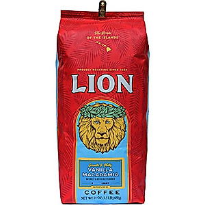 Lion Coffee, Vanilla Macadamia Flavor Light Roast - Ground Coffee, 24 Ounce Bag