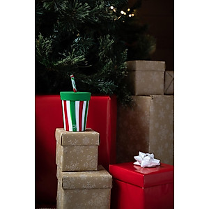 Silipint: Silicone Kids 8oz Straw Tumblers: 2 Pack - Peppermint & Poinsettia - Stocking Stuffer, Holiday Gift, Flexible, Sustainable