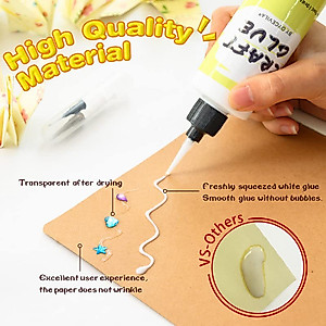 4 Ounces Craft Glue Quick Dry Clear, Precision Craft Glue with 4 Pcs Tips, Anti-Wrinkle Crafting Glue, Craft Glue Bottles with Fine Tip Perfect for Paper Crafts, Card Making and More