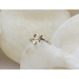 MUSEUM REPRODUCTIONS Egyptian Ankh Ring - Silver Finish - Adjustable