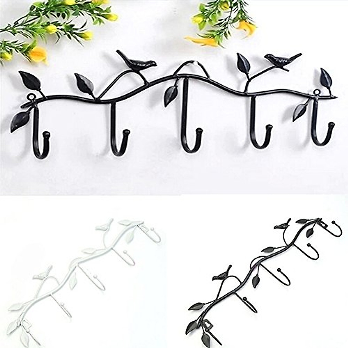 mogen886 Bird Pattern Metal Over Door Hooks Hanger Hat Coat Clothes Towel Holder for Cabinet Kitchen Decor Bronze