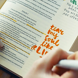 KJV, Journal the Word Bible, Large Print, Premium Leather, Brown, Red Letter: Reflect, Journal, or Create Art Next to Your Favorite Verses