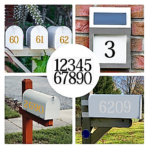 AIEX 2 Inch Vinyl Reflective Mailbox Number Stickers, 4 Sheets Waterproof Self-Adhesive Mailbox Decals with 2pcs Flower Border Decoration for Outside Sign Window Door Car House Address Numbers (Black)