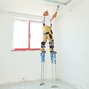 WeChef 50-64 inch Pro inch Drywall Stilts Height Adjustable Lifts Aluminum Tool Non slip for Cleaning Painting Pruning Branches Blue