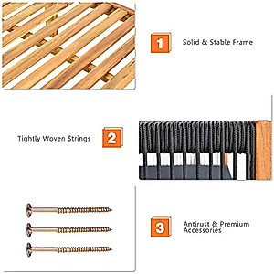 Giantex 3 Piece Outdoor Patio Furniture Set, Acacia Wood Sectional Sofa w/Seat Cushions, Wooden Conversation Seat Couches and Coffee Table, Cushioned Garden Sofa Set for Outdoor Indoor (Grey)