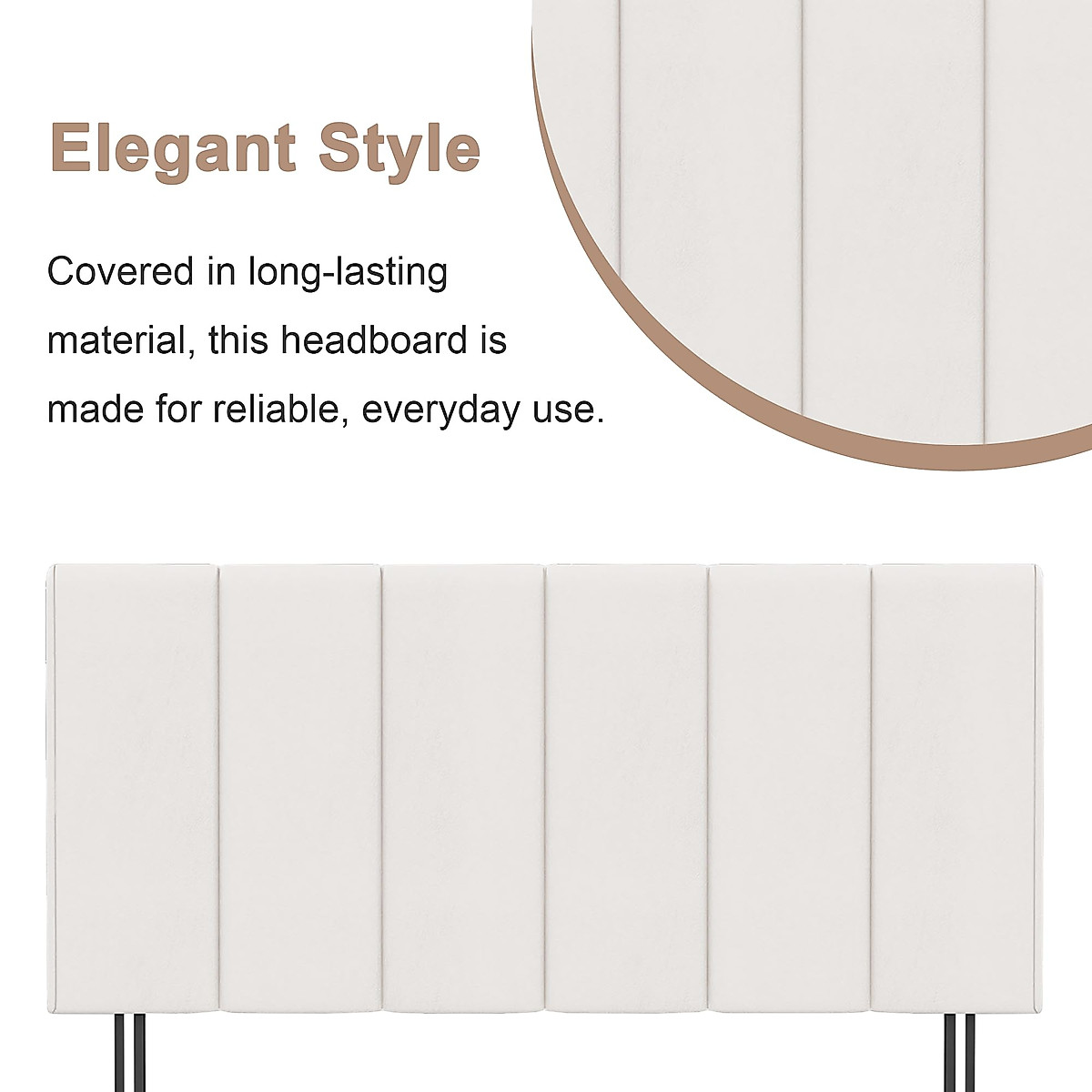 HAOBO Home Upholstered Headboard Foldable King Size Headboards Eastern King/California King Faux Leather Panel with Height Adjustments-White