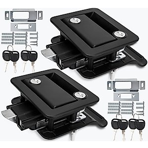 RV Camper Door Latch Lock,100% Metal Camper Door Lock Replacement kit,2 Pack Black rv Entry Door Locks for Travel Trailers,Only Fits 2.75"x3.75" Door Lock Hole 8 Camper Keys