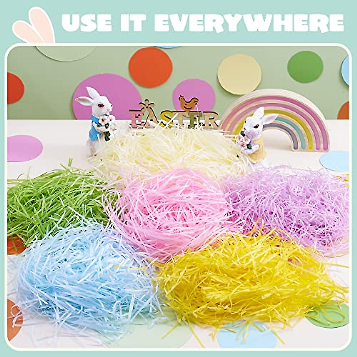 JOYIN 12oz Easter Grass 6 colors Recyclable Paper Shred for Easter Basket Filler Stuffers, Easter Egg Hunt, Easter Party Favor, Easter Decor, Easter Gift Decor