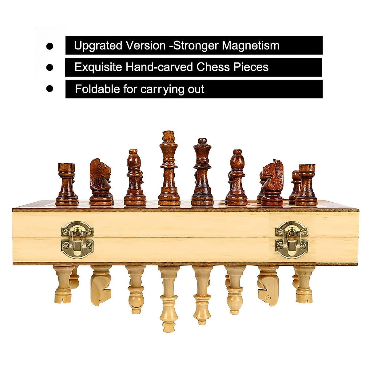 Jaeraph Chess Sets, Wooden Chess Board, Chess Sets for Adults, Magnetic Chess Set, Travel Chess Set, Folding Chess Board Set, Chess Sets for Adults and Kids, Wooden Ajedrez Board Game